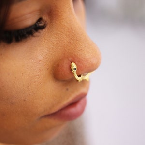 Gold Nose Ring, Snake Nose Ring Hoop, 18g 20g 22g Sterling Silver Nose ...