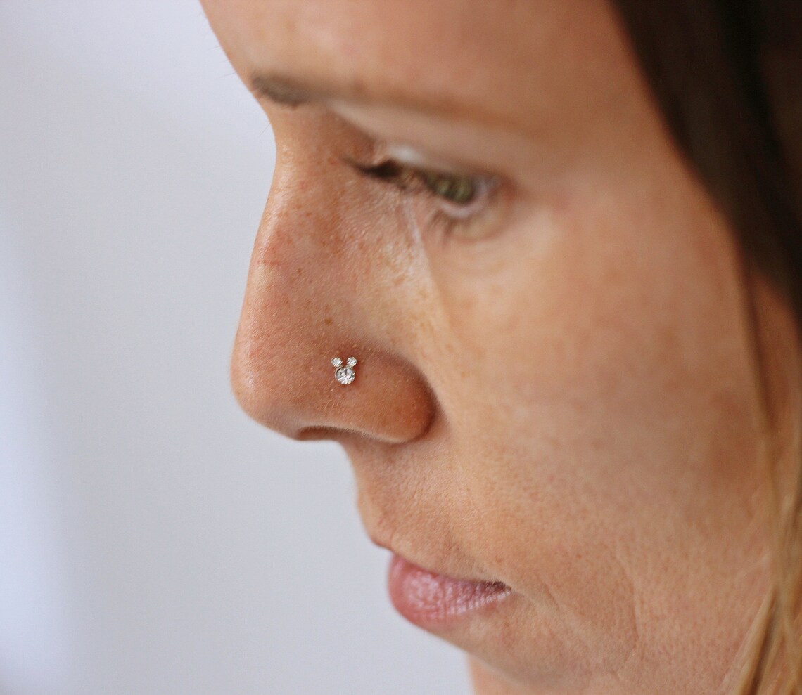 Teeny Tiny Nose Stud Crystal Nose Piercing Sterling Silver | Etsy