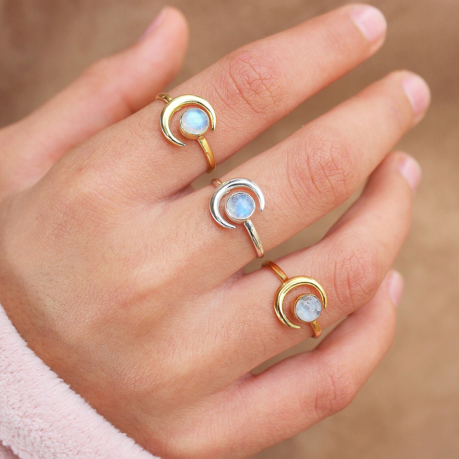 Moonstone Ring for Women Raw Stone Ring Moonstonecelestial | Etsy