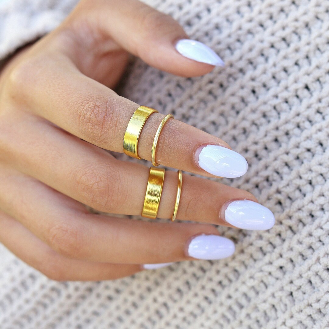 Gold Knuckle Ring Midi Ring Stackable Ring Set Gold Ring - Etsy