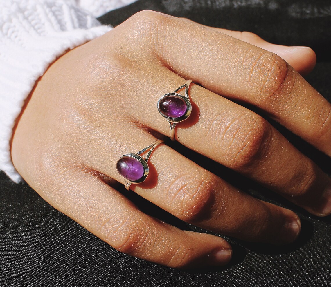 Amethyst Ring February Birthstone Ring Purple Natural | Etsy
