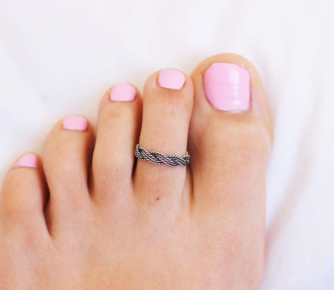 Braided Toe Ring Bohemian Toe Rings Sterling Silver Toe - Etsy