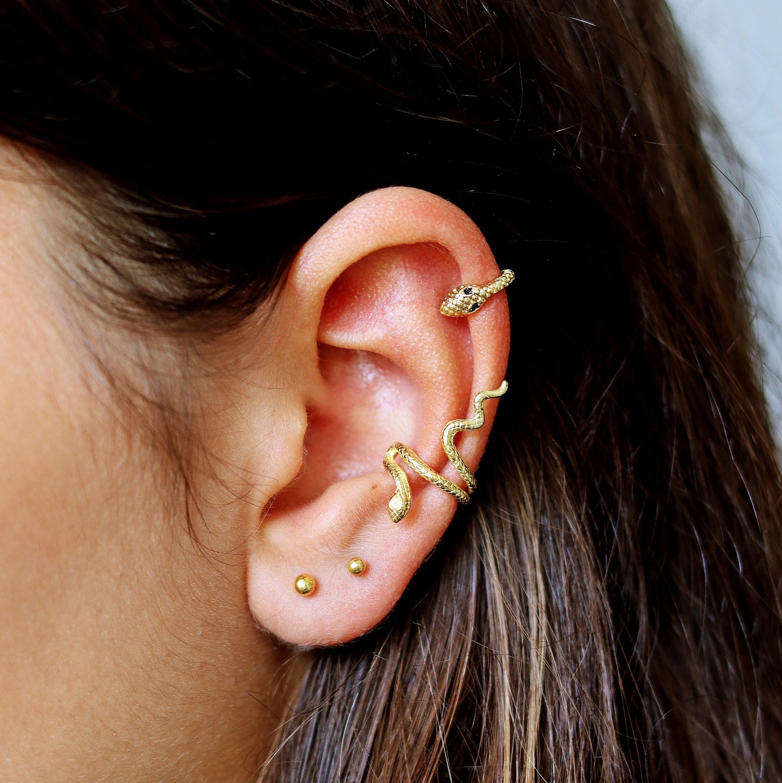 Snake Rook Piercing, Gold Rook Earring, Small Rook Jewelry, Snake Earrings, Rook Piercing ...