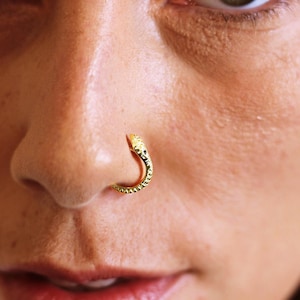 Gold Nose Ring, Snake Nose Ring Hoop, 18g 20g 22g Sterling Silver Nose ...