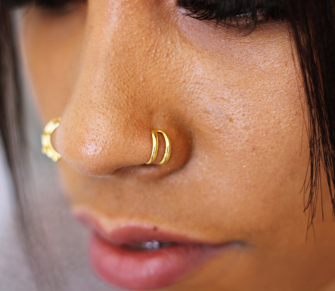 Fake Double Nose Ring Fake Nose Ring Nose Cuff No Piercing - Etsy