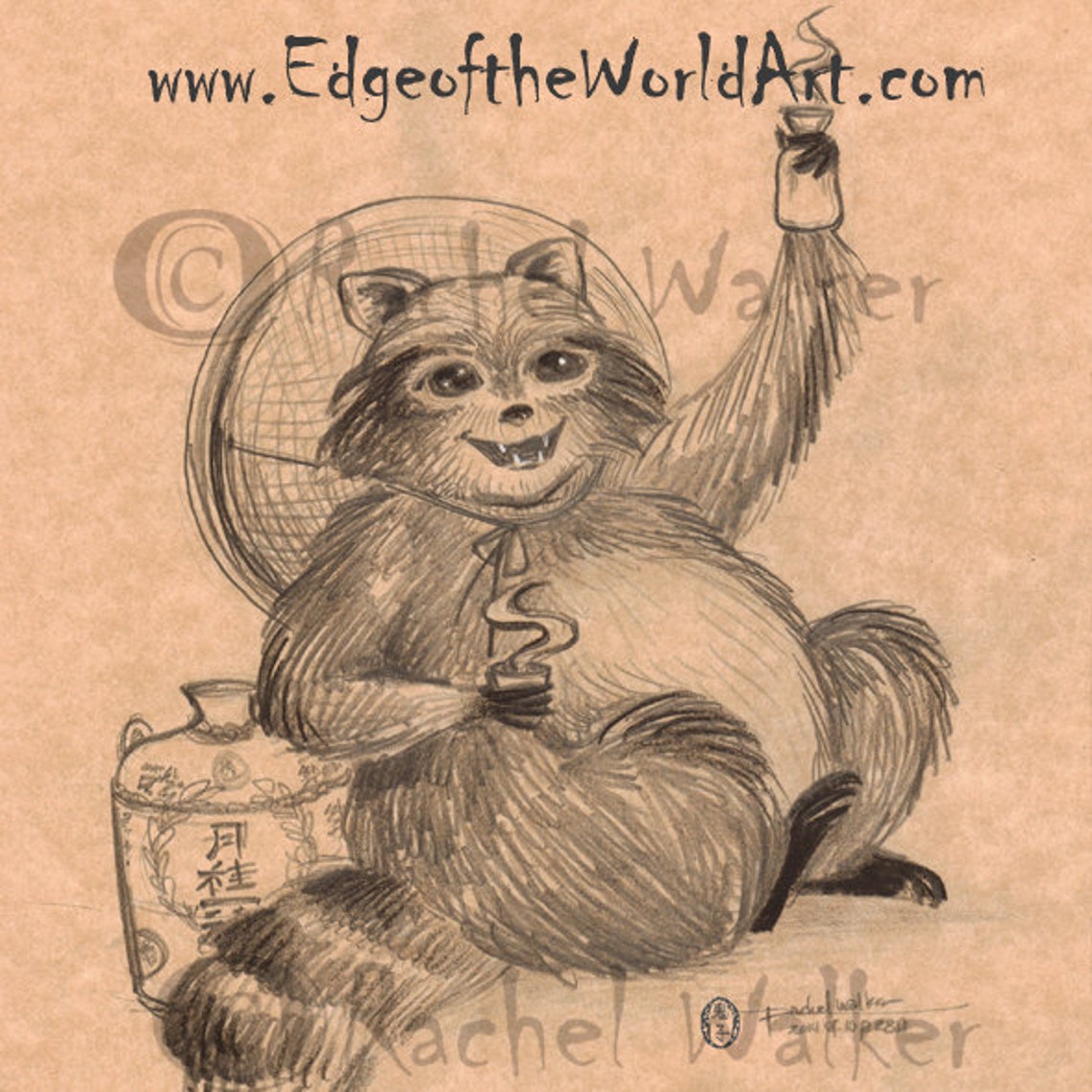 Tanuki Sketch Print Japan Yokai Folklore Creature | Etsy
