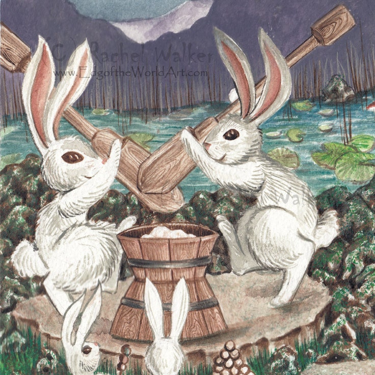 Rabbits on the Moon, Mochi, Moon Viewing, Otsukimi, Jugoya, Yokai ...