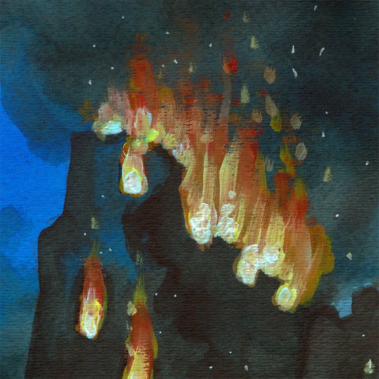 Dark Age Medieval Castle Fire Flames Dragon Night Sky - Etsy