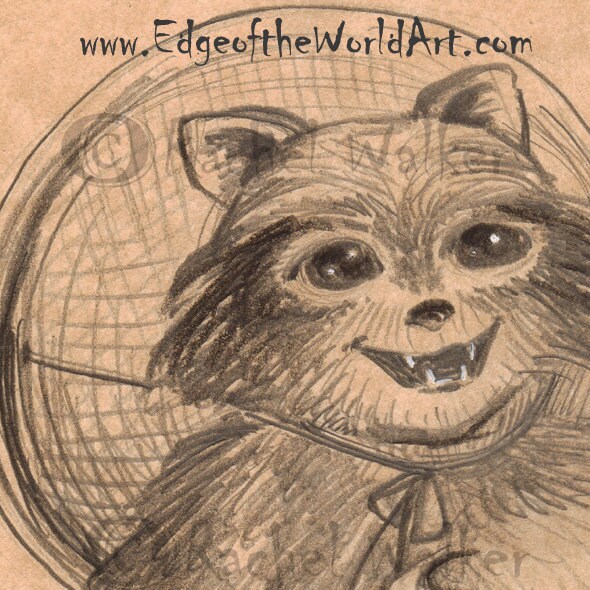 Tanuki Sketch, Print, Japan, Yokai, Folklore, Creature, Raccoon, Sake ...