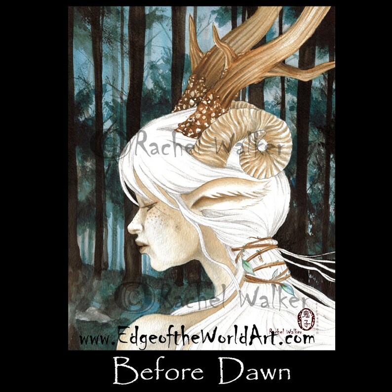 Before Dawn, Forest Spirit, Fae, Fairy, Beautiful Girl With Deer ...
