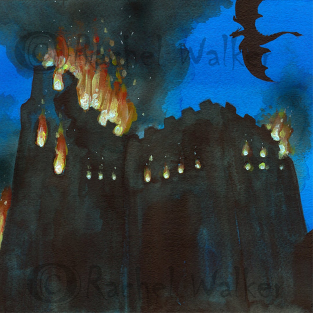 Dark Age, Medieval Castle, Fire, Flames, Dragon, Night, Sky, Black ...