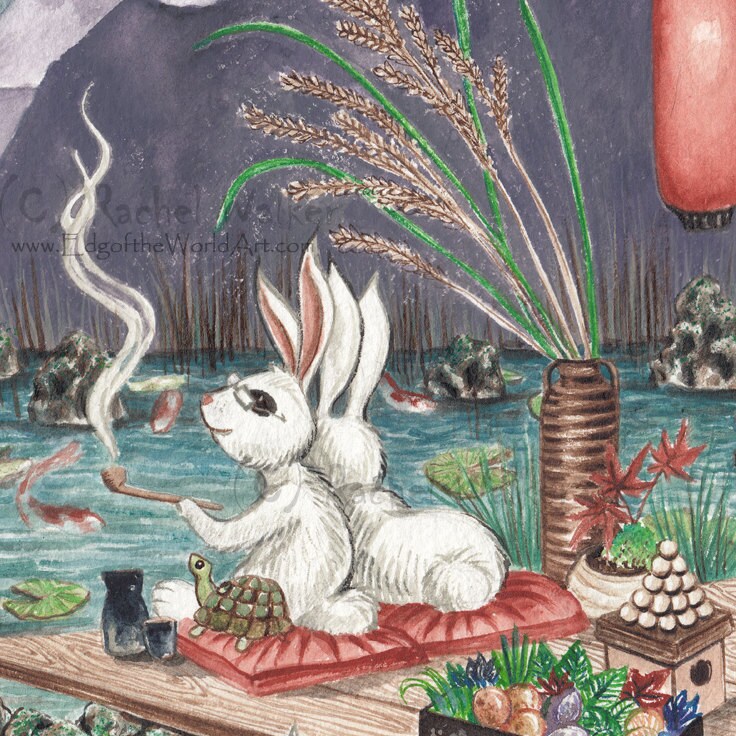 Rabbits on the Moon, Mochi, Moon Viewing, Otsukimi, Jugoya, Yokai ...