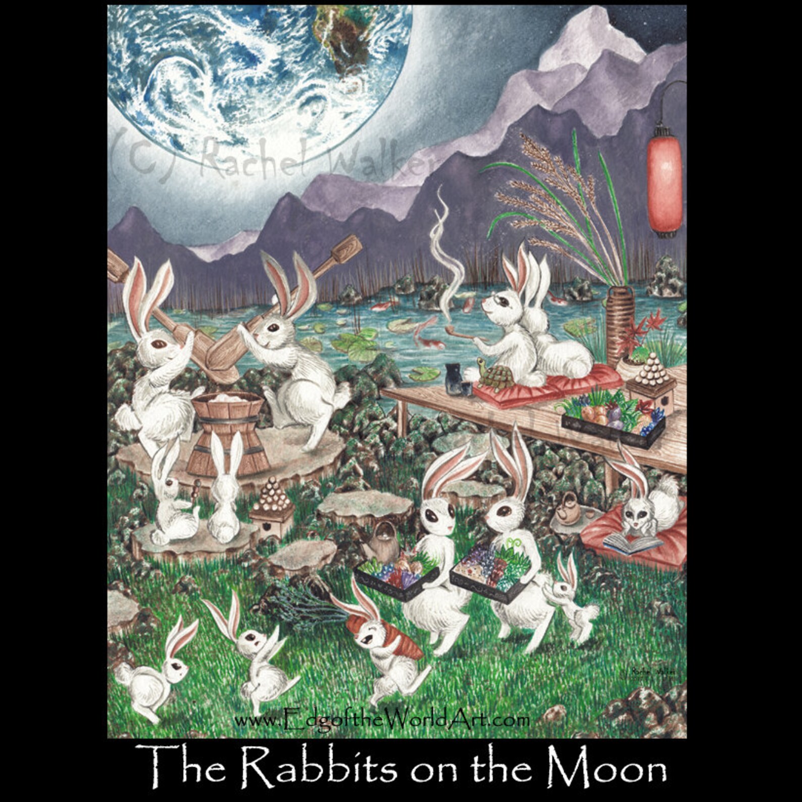Rabbits on the Moon, Mochi, Moon Viewing, Otsukimi, Jugoya, Yokai ...