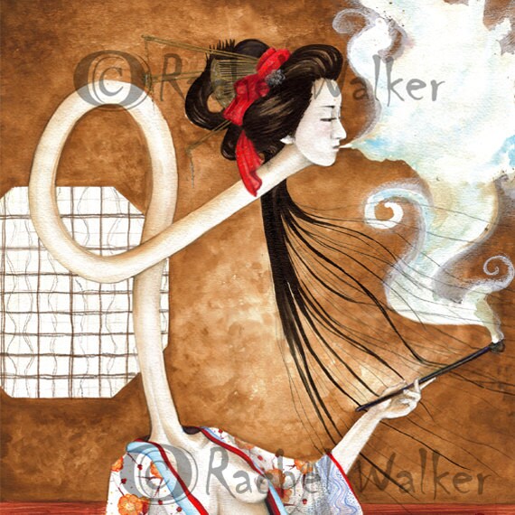 Smoking Siren, Yokai, Rokurokubi, Japan, Monster, Demon, Youkai, Geisha ...