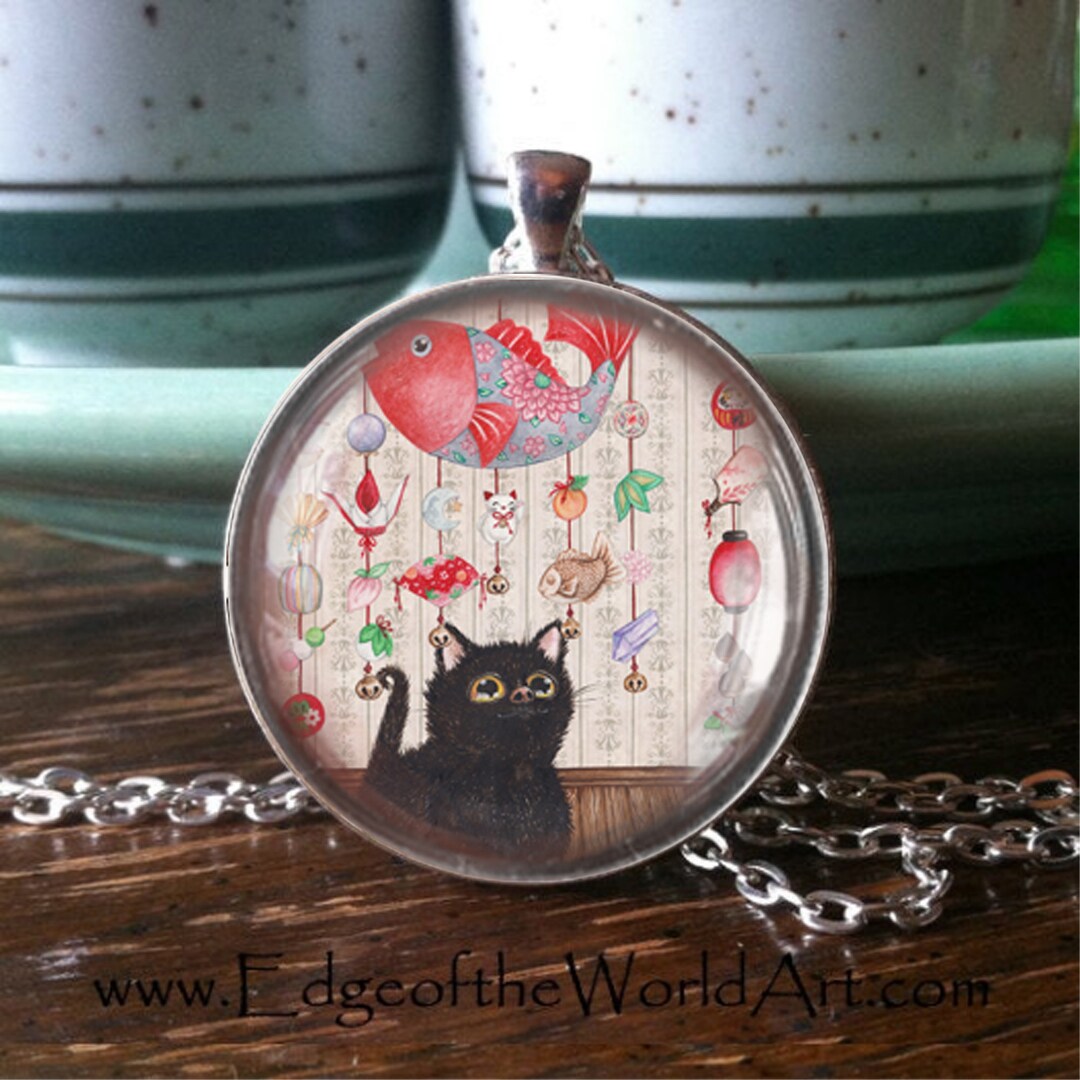 NECKLACE, Hinamatsuri, Girls Day, Japan, Yokai, Folklore, Cat,black Cat ...