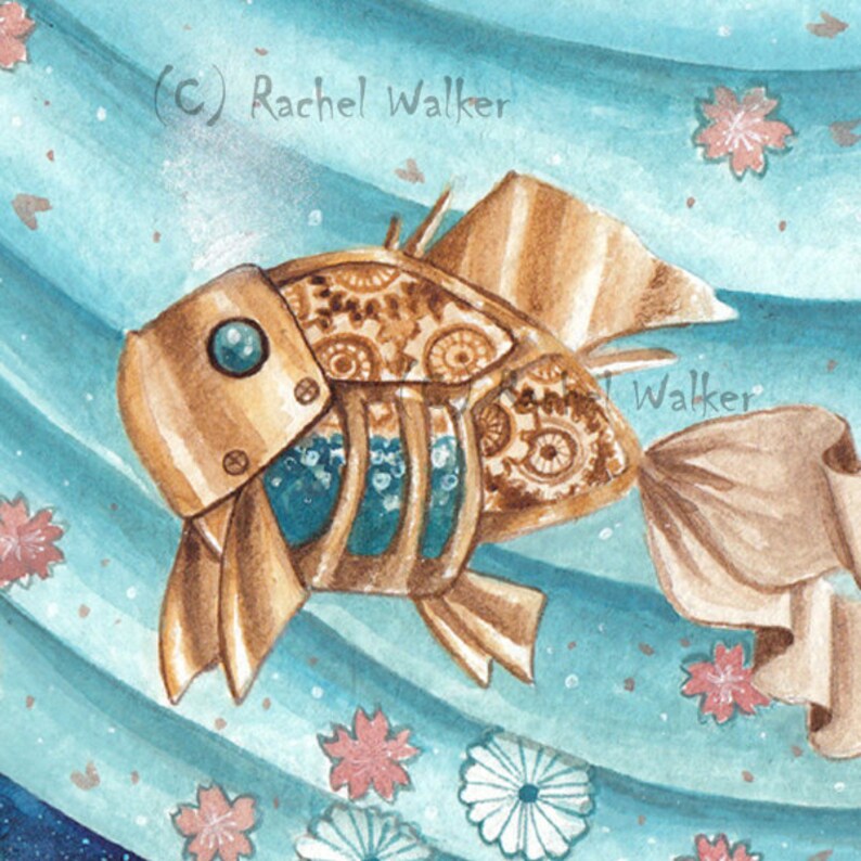 Steampunk Clockwork Steam Goldfish Neo-victorian Fantasy - Etsy