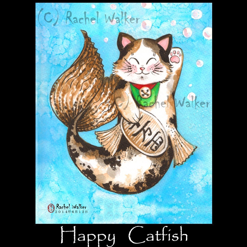 Catfish, Catmaid, Mercat, Mermaid Cat, Neko, Maneki Neko, Japanese ...