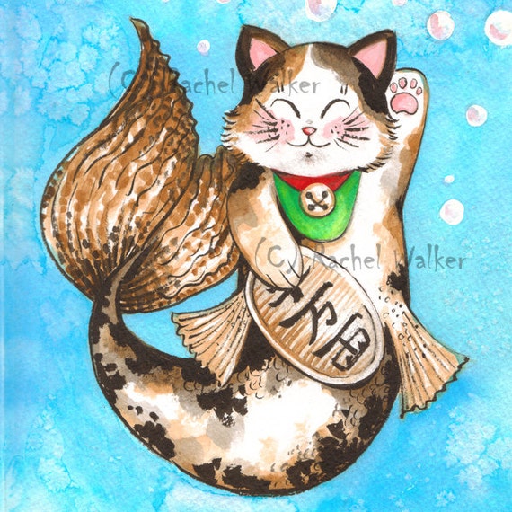 Catfish catmaid mercat mermaid cat neko maneki neko | Etsy