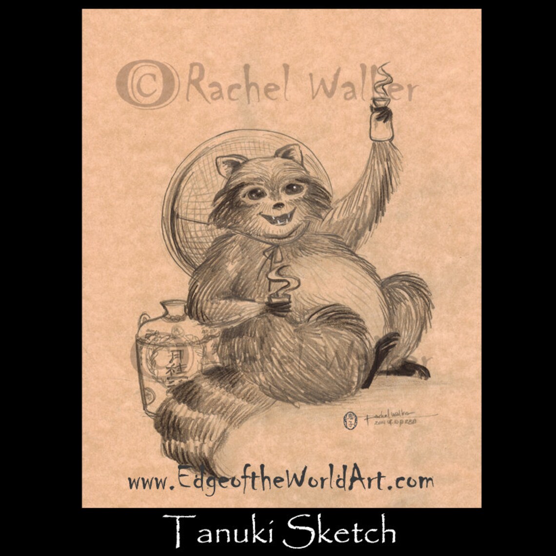 Tanuki Sketch Print Japan Yokai Folklore Creature - Etsy