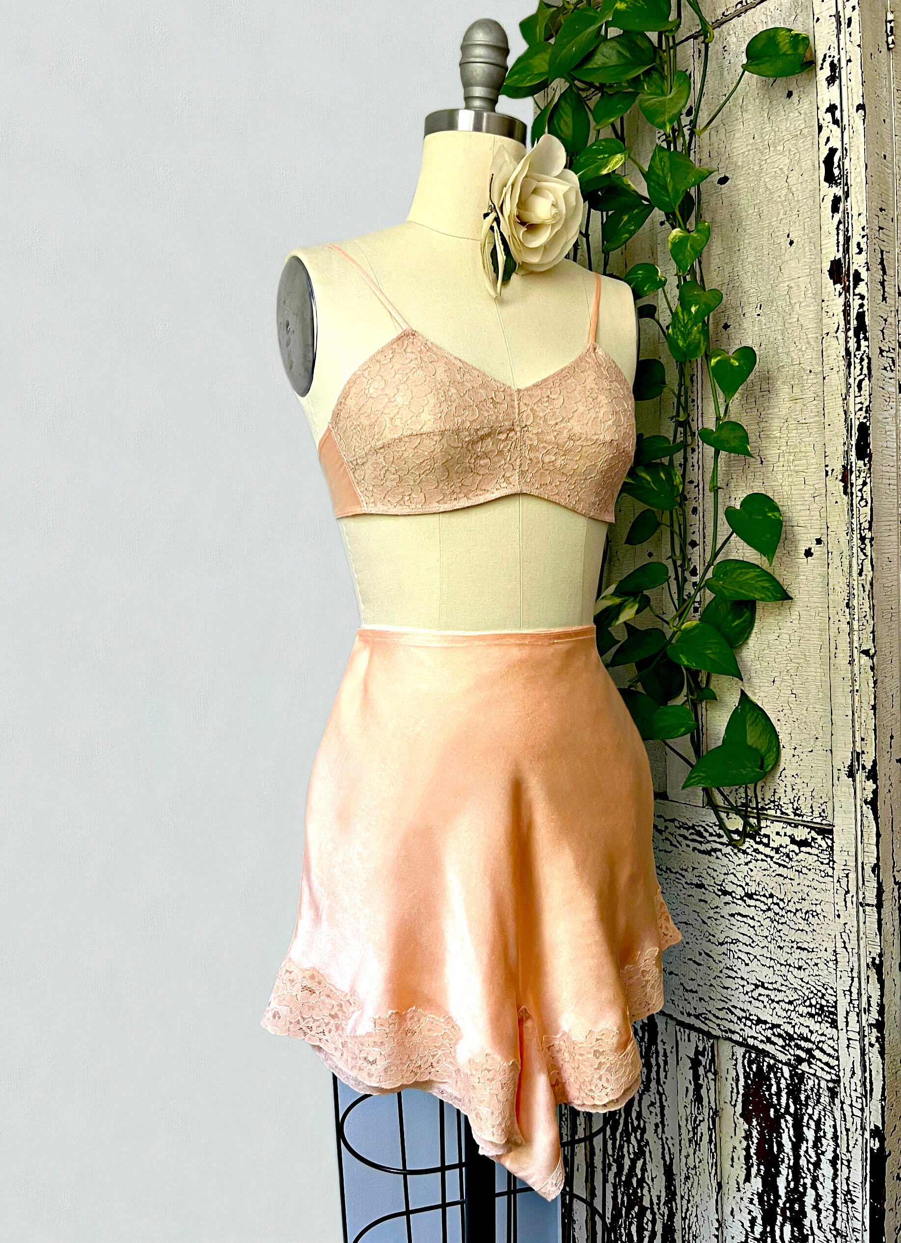 Vintage Lingerie Set 1930s Peach Silk Satin Charmeuse Tap Pant - Etsy