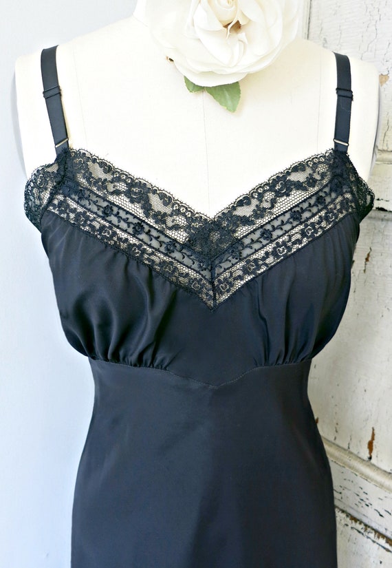 Vintage Lingerie 1950s Barbizon Crepe Remarque Black … Gem