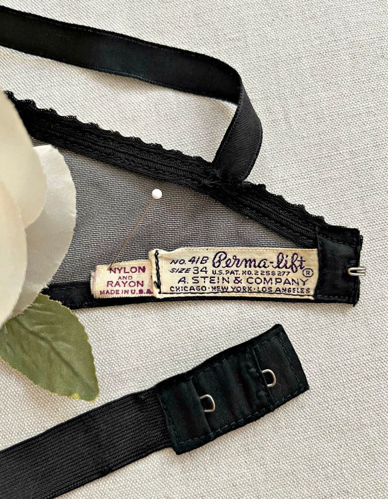 Vintage Lingerie 1950s PERMALIFT Black Nylon and Rayon Burlesque Fetish ...