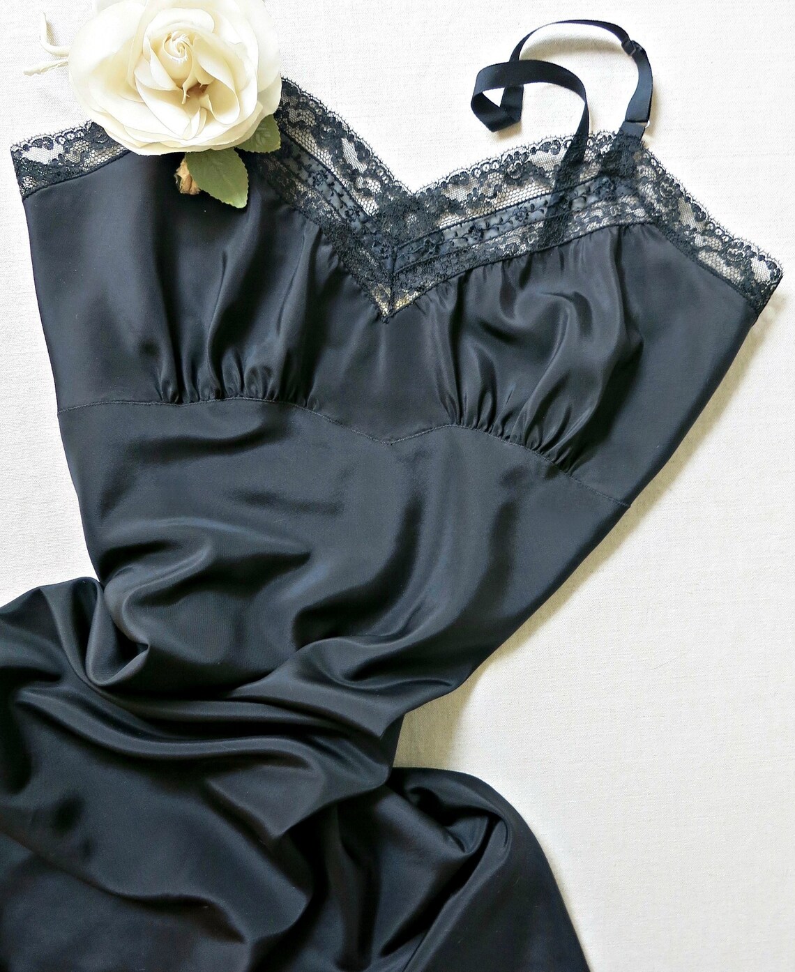 Vintage Lingerie 1950s Barbizon Crepe Remarque Black Bias Cut Etsy