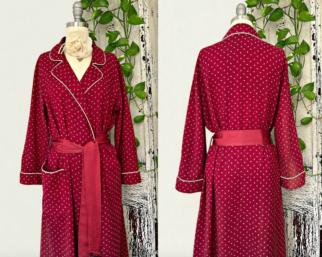 Vintage Lingerie 1940s Burgundy Paisley Viyella Robe /w/ Ivory - Etsy