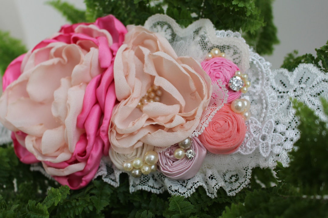 Flower Girl Sash, Maternity Sash, Maternity Picture Prop, Pink Ivory ...