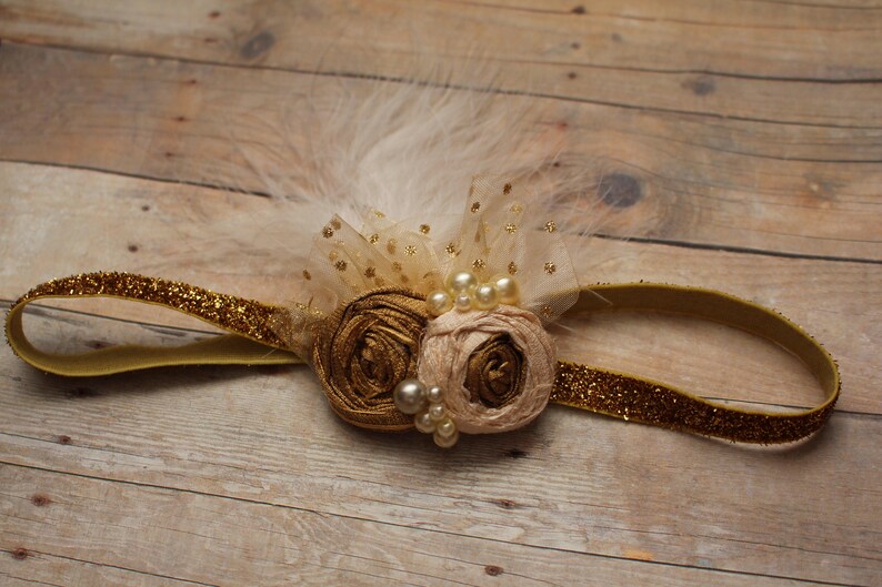Golden Headband Golden Hair Accessory Baby Headband Newborn - Etsy