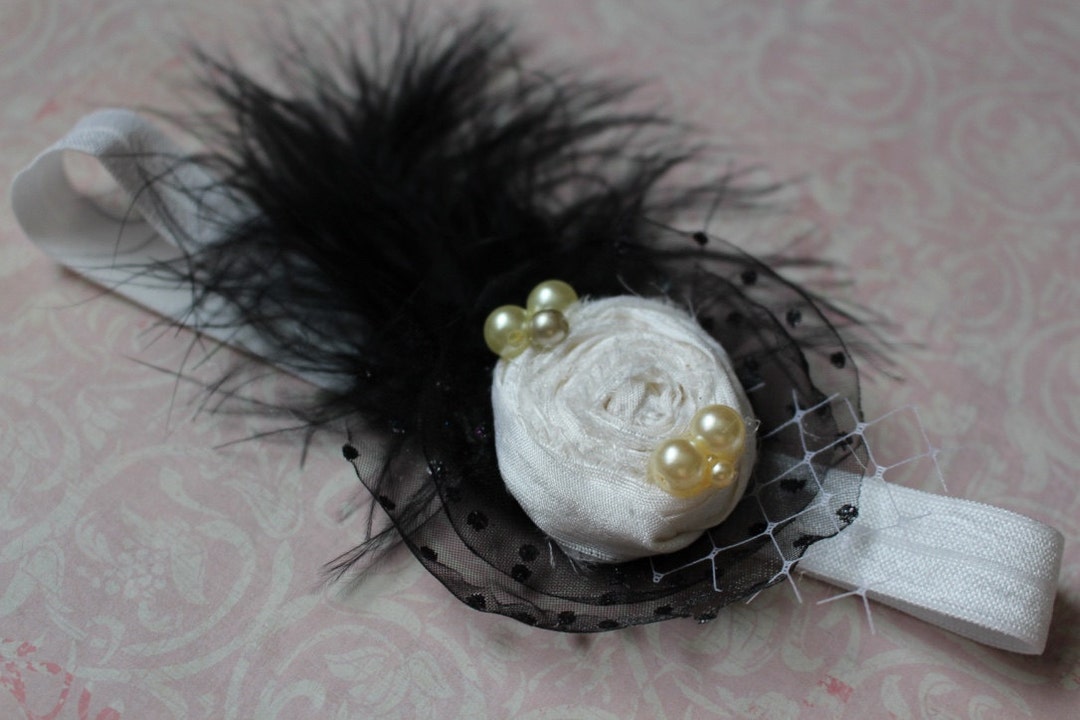Baby Girl Headband, Black and White Headband, Newborn Hairpiece, White ...