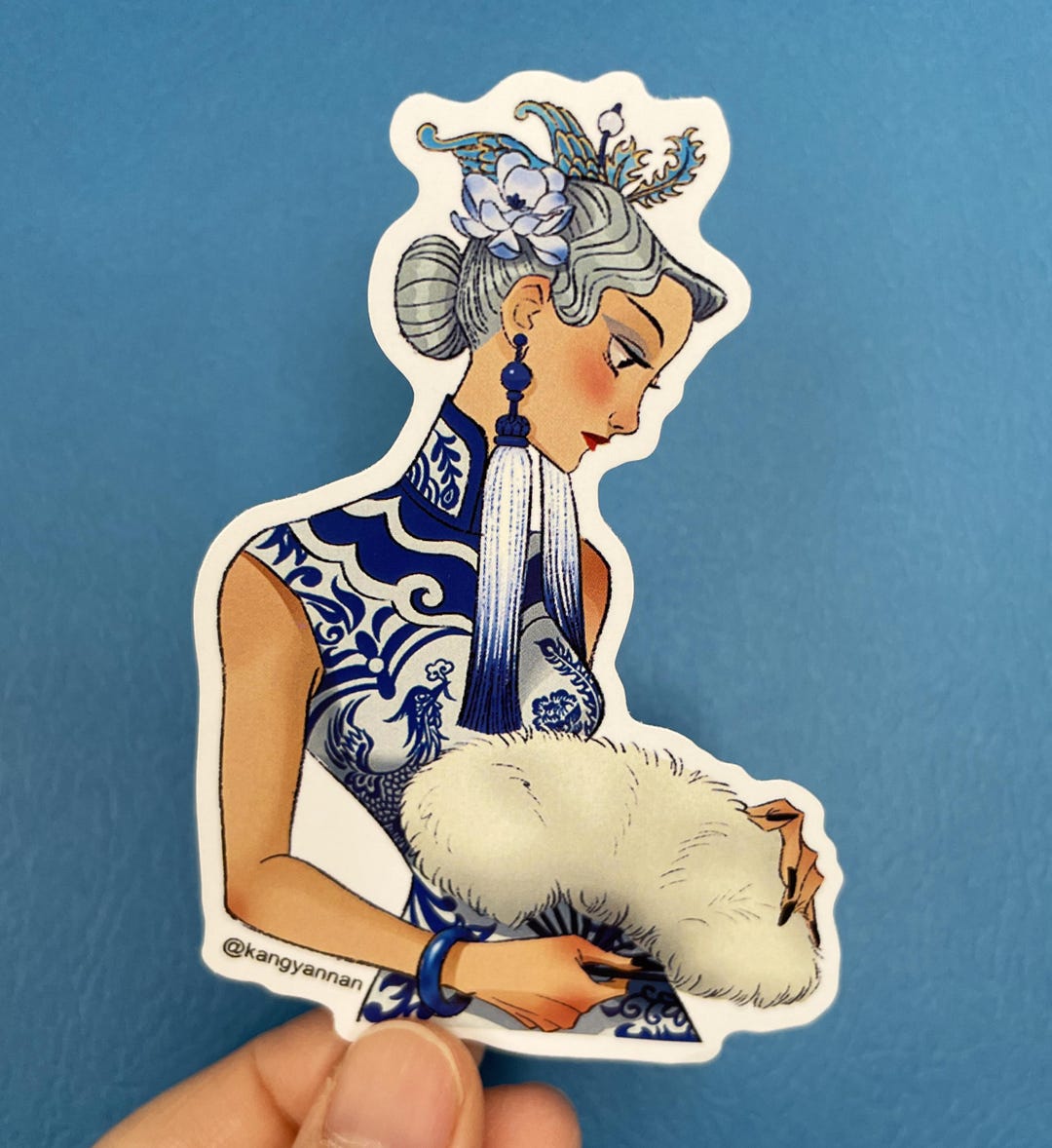 Peacock Cheongsam Girl Illustration Die Cut Sticker Vinyl / Glossy - Etsy
