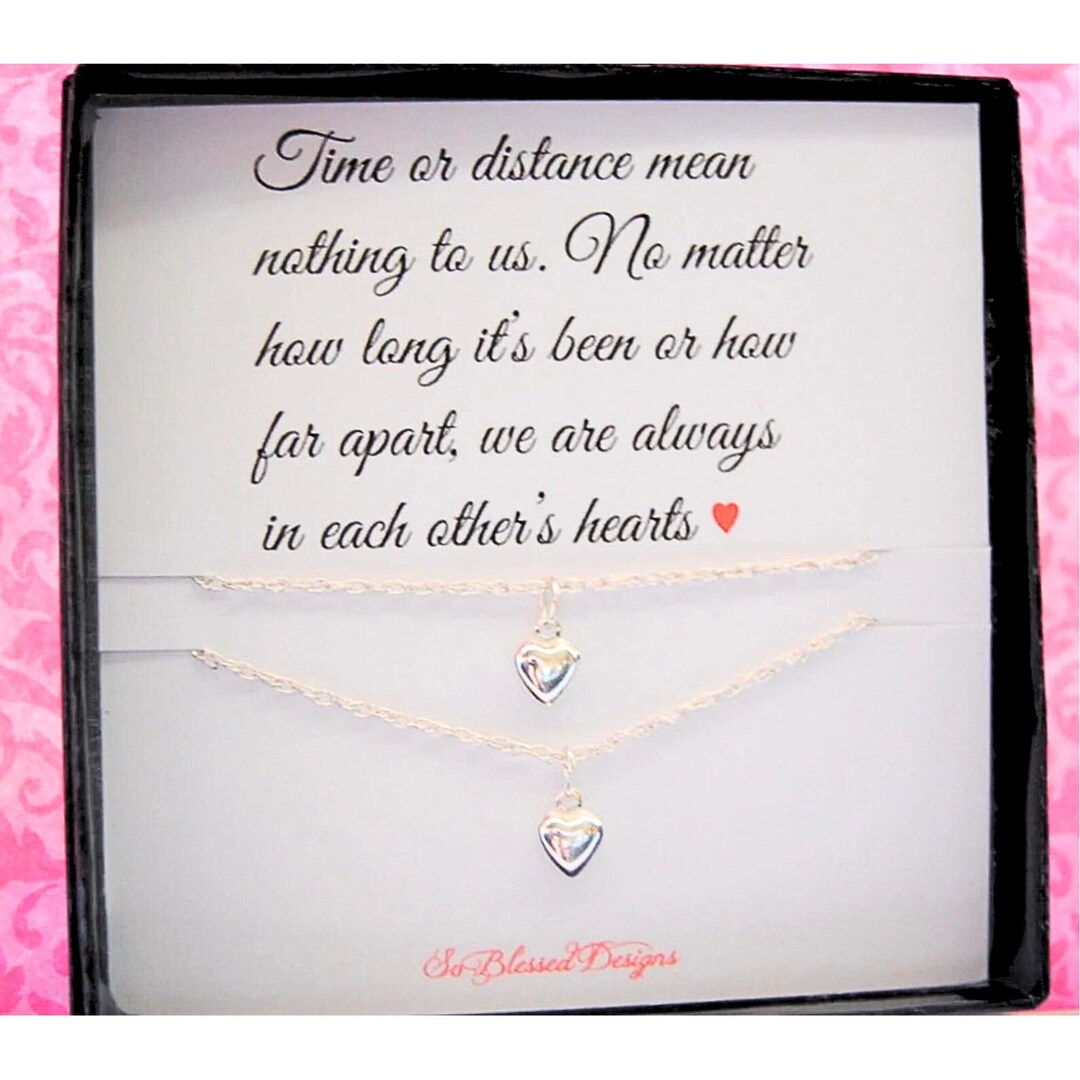 Matching Friendship Necklaces, Set of Two, TINY Sterling Silver Hearts ...
