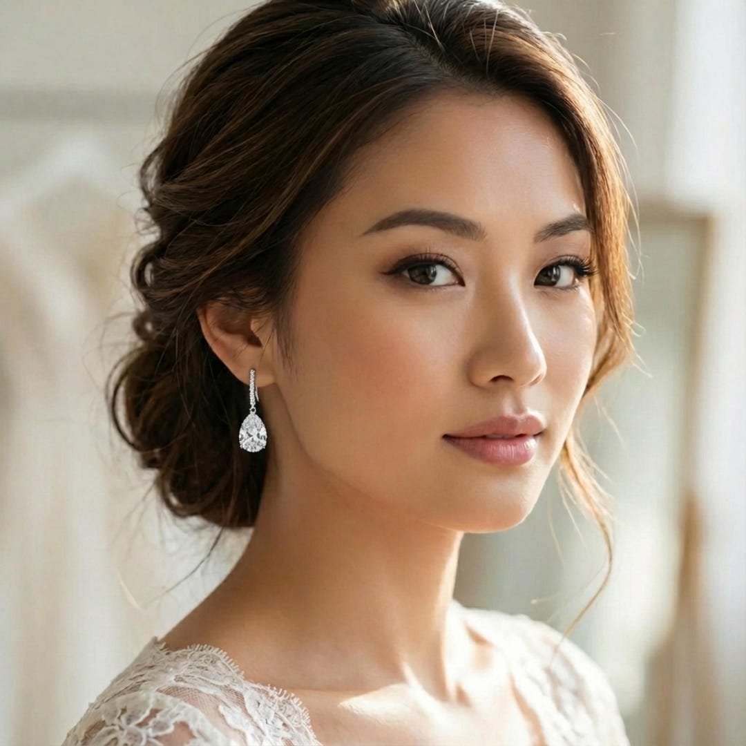 CZ Bridal Jewelry Set, Silver Wedding Earrings and Bracelet - Etsy