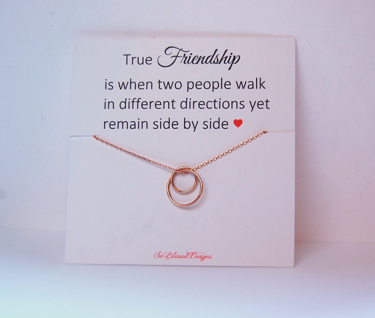 Rose Gold Friendship Necklace Best Friend Gifts Long | Etsy