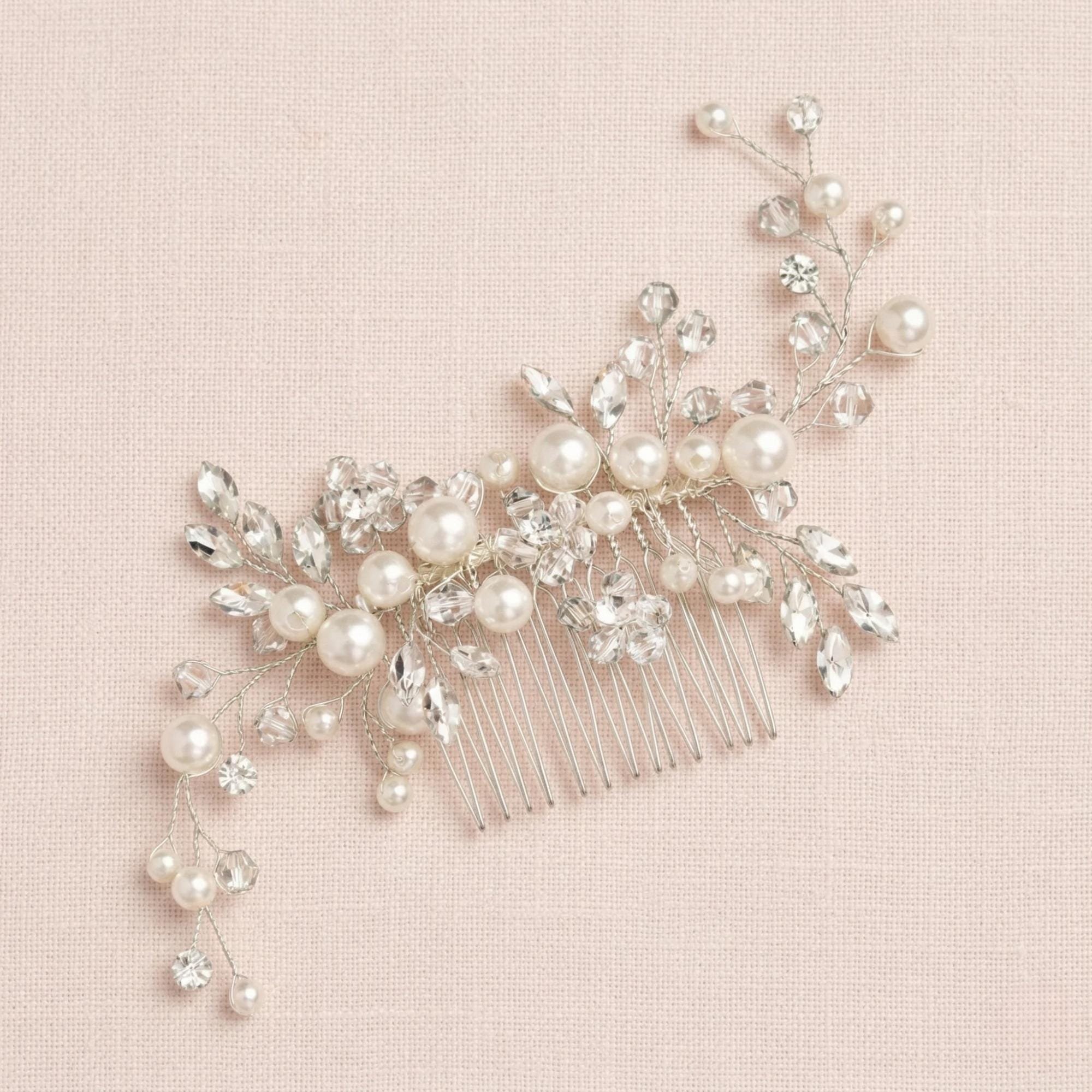 Crystal Pearl Wedding Hair Comb, Decorative Silver Bridal Hairpiece ...