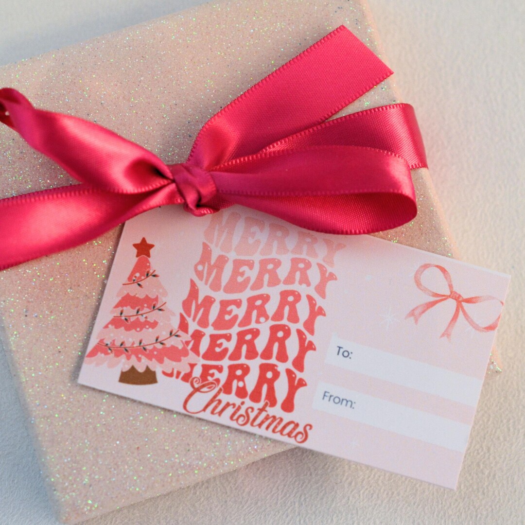 Pink Christmas Tree Tags, Pink Christmas Gift Tags, Pastel Holiday Gift ...