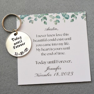 Groom Gift From Bride, Hand Stamped Pewter Keychain, Wedding Day Gift ...