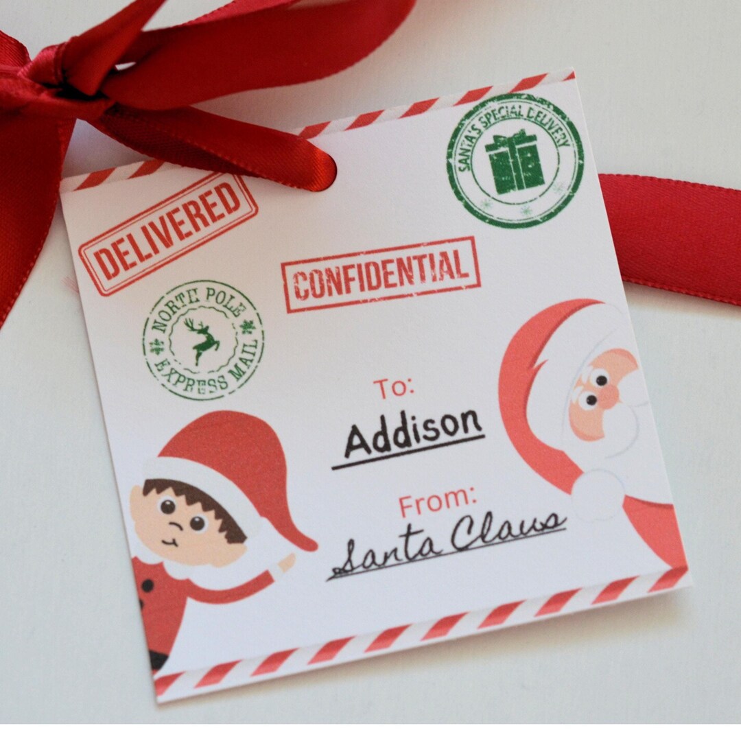 Personalized Santa Christmas Gift Tags, From Santa Tags, Holiday Gift ...