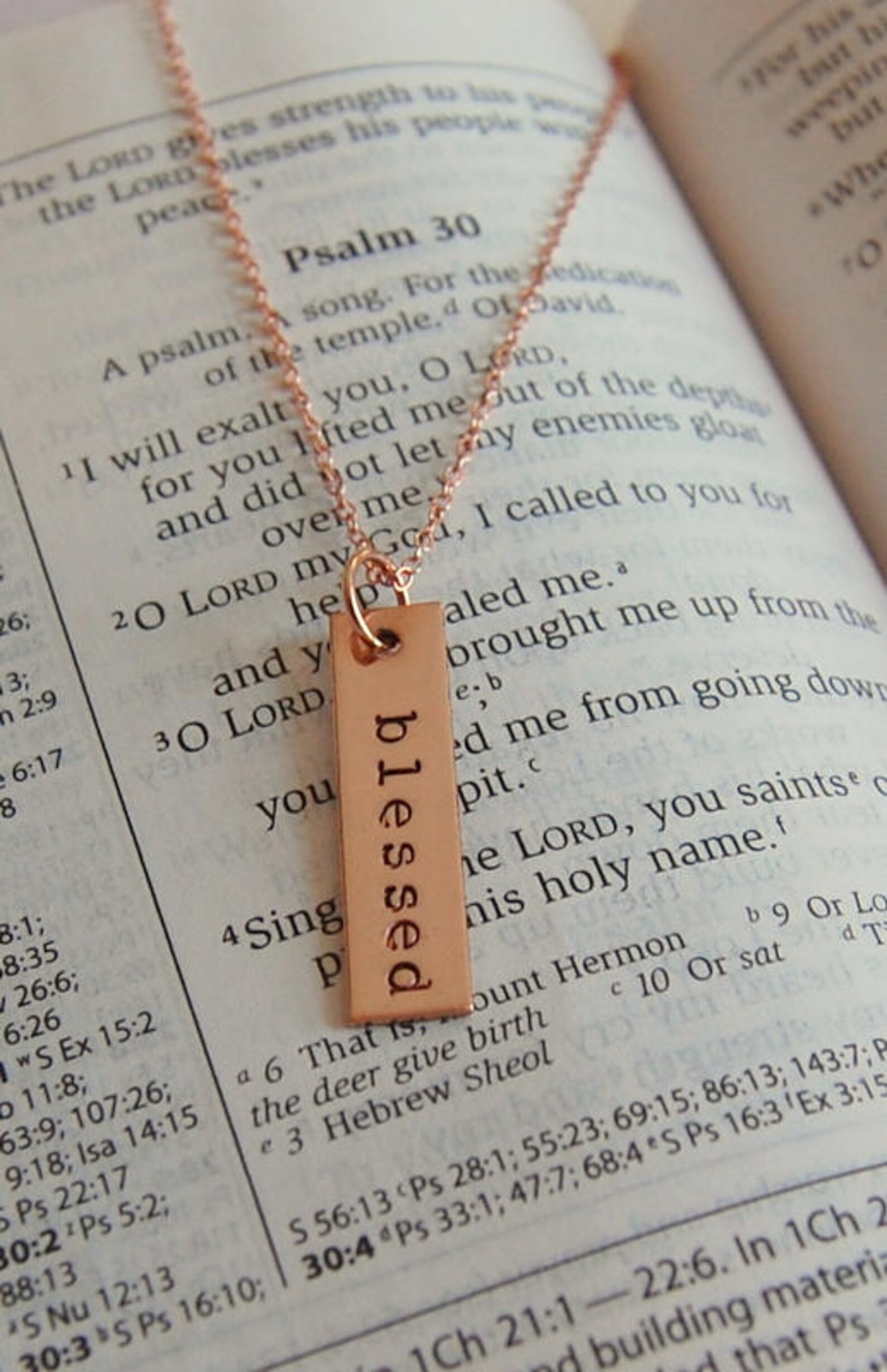 Blessed Necklace Rose Gold Bar Necklace Hand Stamped - Etsy