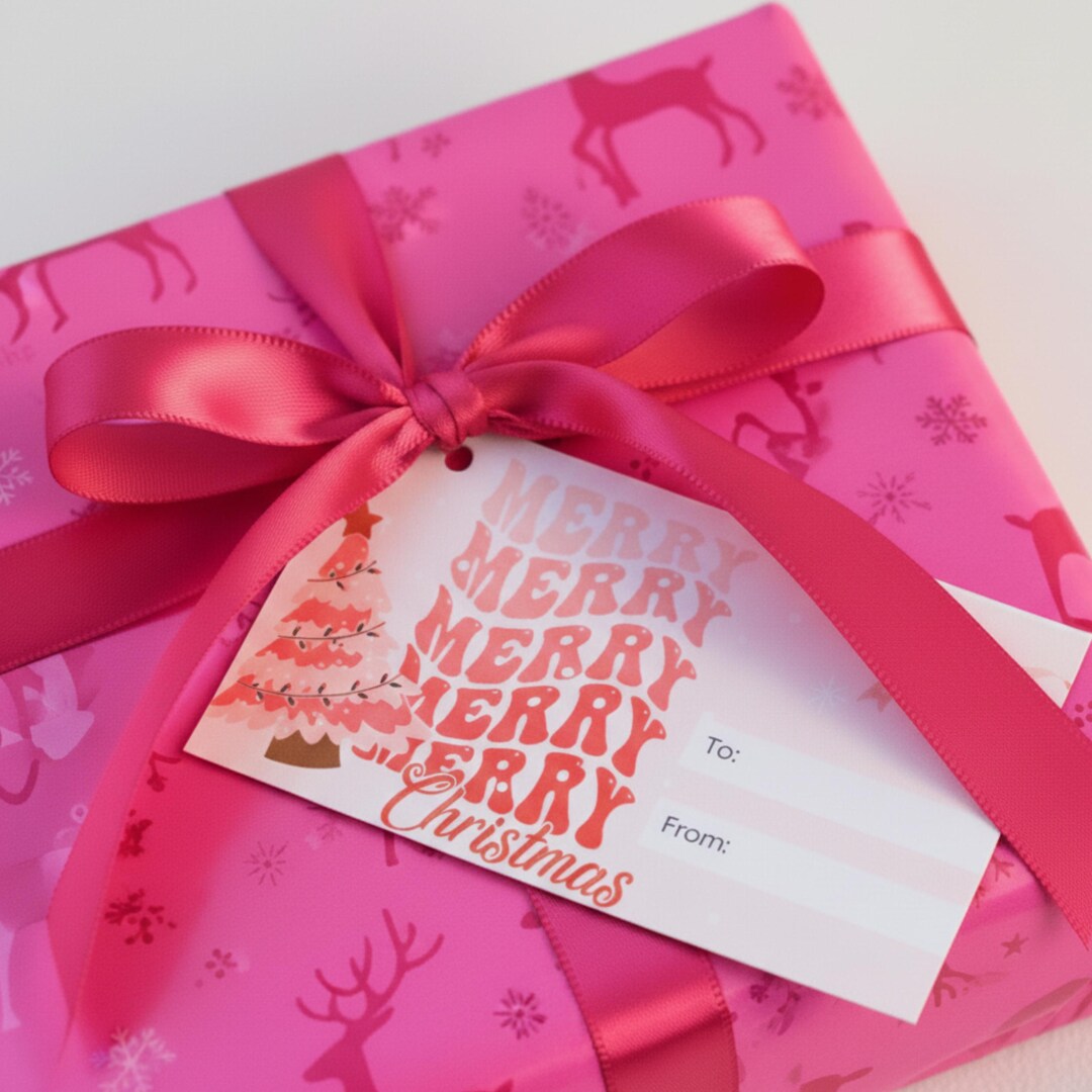Pink Christmas Tree Tags, Pink Christmas Gift Tags, Pastel Holiday Gift ...