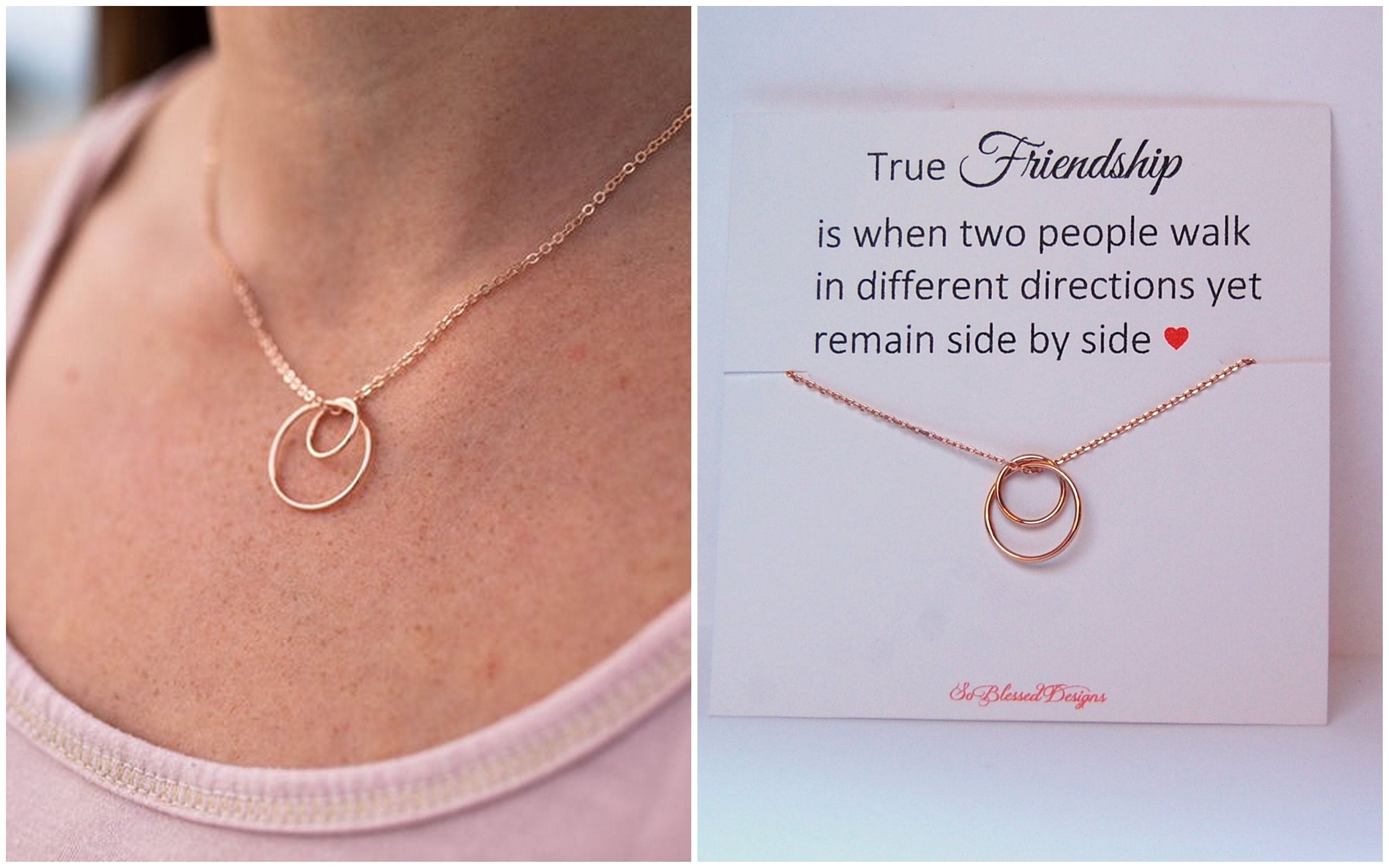 Rose Gold Friendship Necklace Best Friend Gifts Long | Etsy