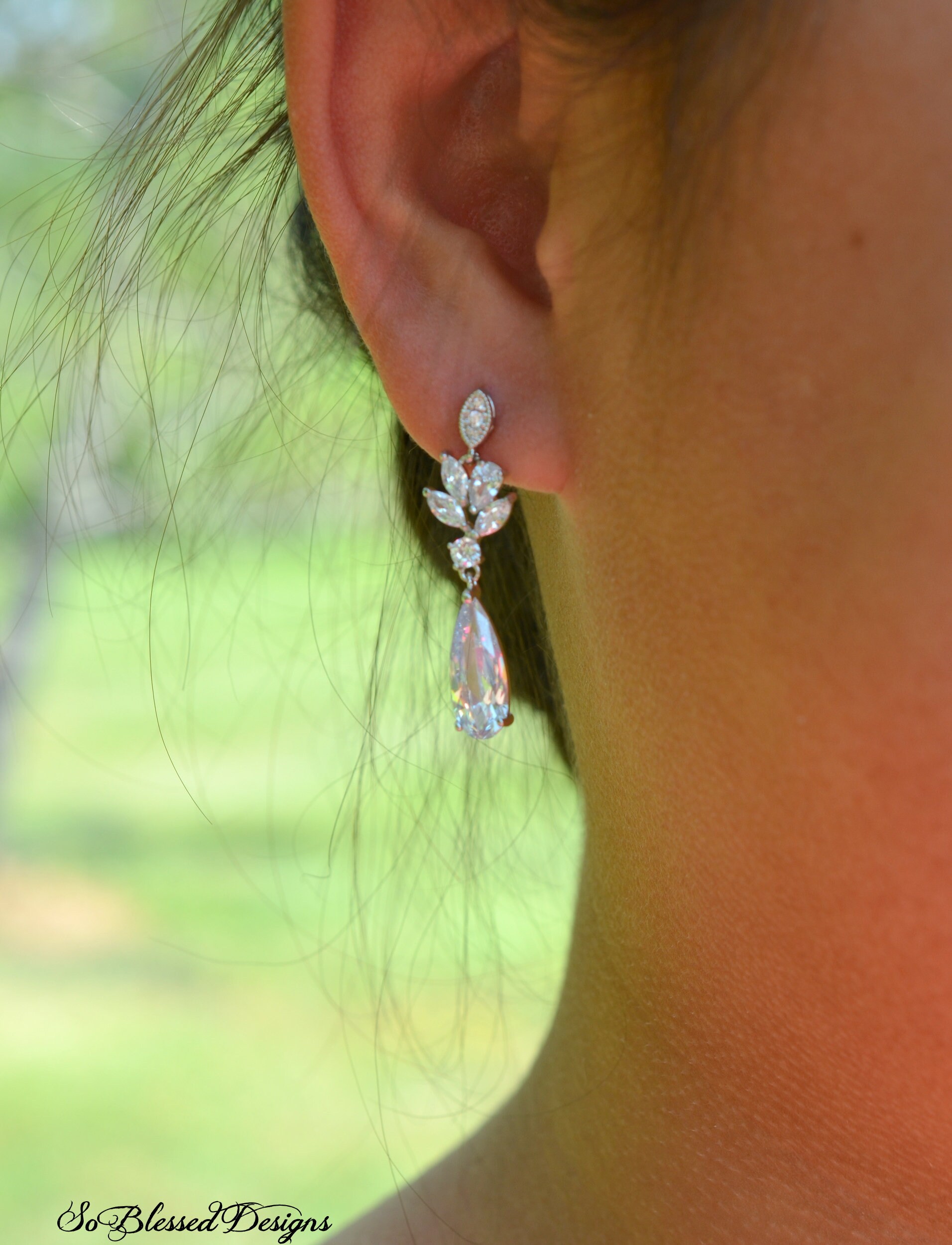 Bridal Earrings Wedding Earrings Simple Bridal Drop | Etsy