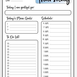 Daily Planner Printable | Daily Gratitude Planner | Wellness Planner ...