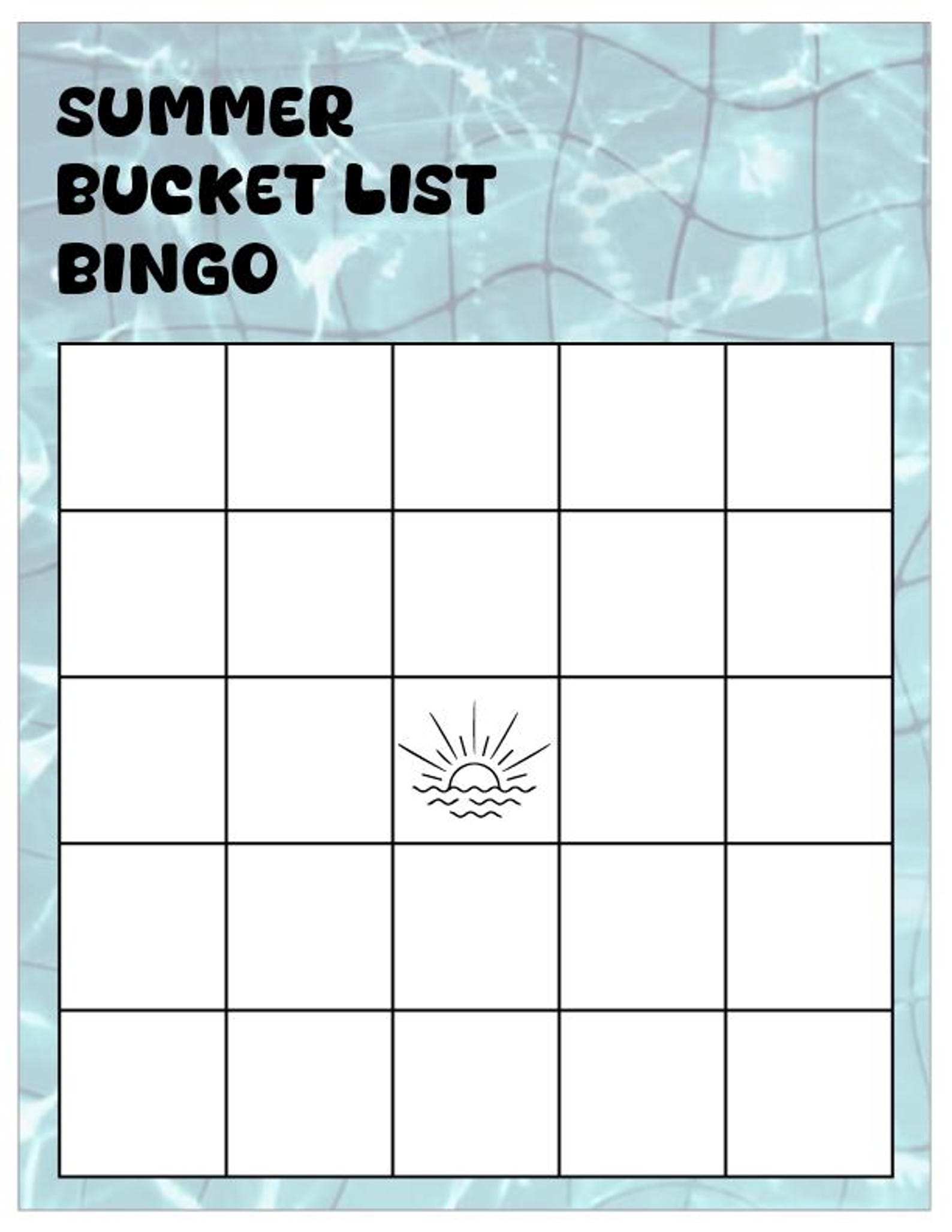 Summer 2025 Bucket List Worksheet | Summer Bingo Card | Self Care Goals ...