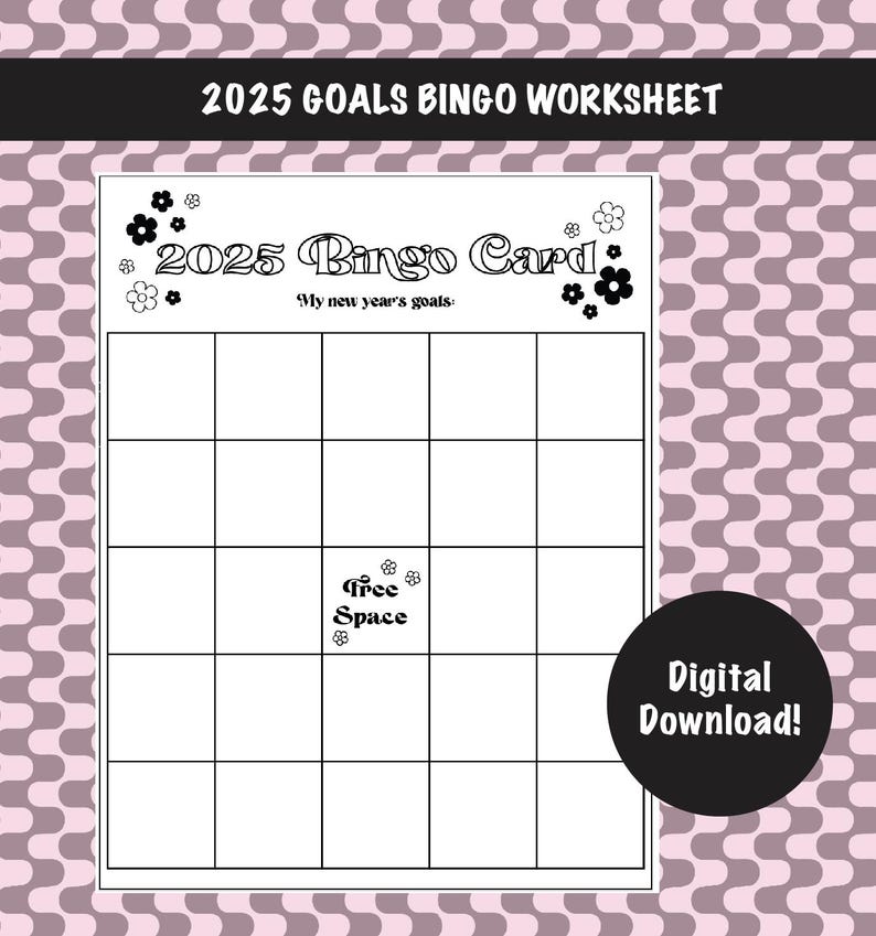 2025 Bingo Card Worksheet – A Fun & Motivational New Year's Activity ...