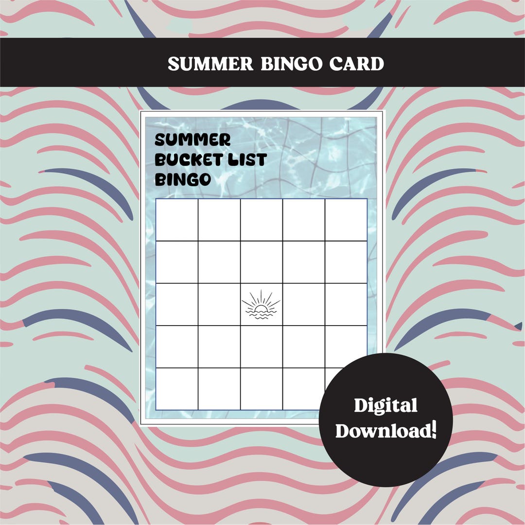 Summer 2025 Bucket List Worksheet | Summer Bingo Card | Self Care Goals ...