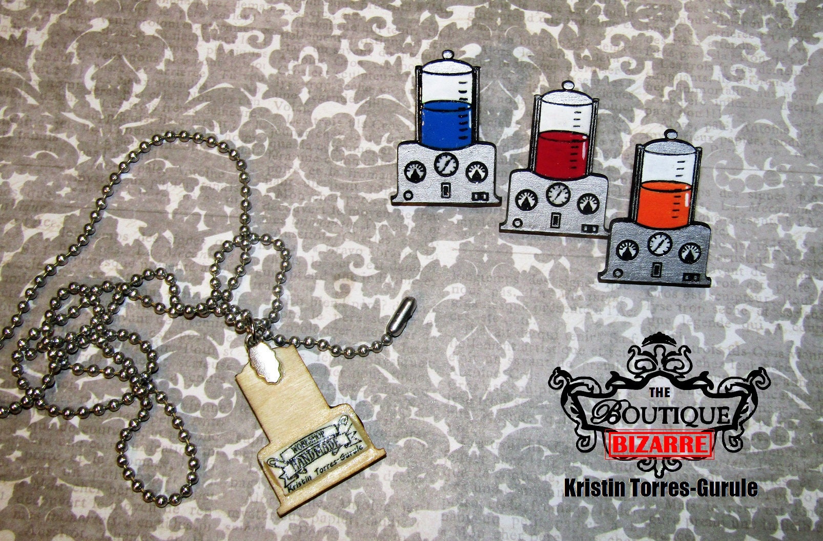 HAND PAINTED Porti-boy Vintage Embalming Machine Necklace - Etsy