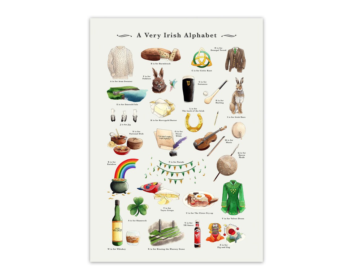 A Very Irish Alphabet Signed Art Print. Ireland Art Irish New - Etsy