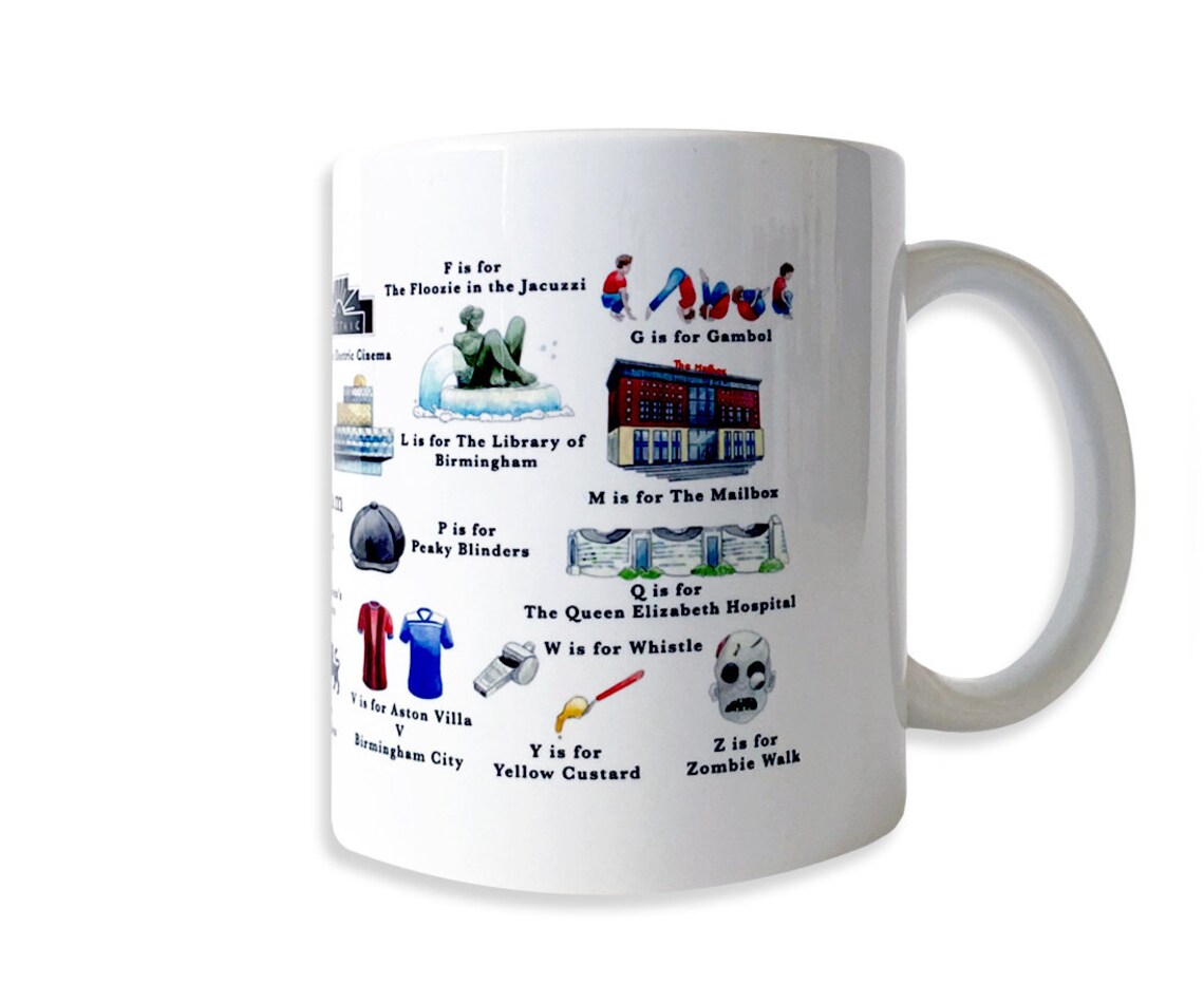 The Birmingham Alphabet Hand-printed Ceramic Mug. Birmingham - Etsy UK